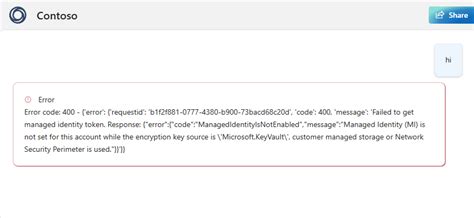 how to fix code 400 message failed to get managed identity