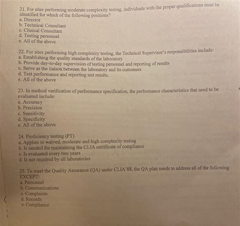 Solved 21 For Sites Performing Moderate Complexity Testing Solved 21 For Sites Performing Moderate Complexity Testing