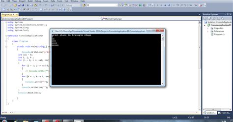 All Dotnet Programs Stars Print In Traingle Shape In C Using For Loop