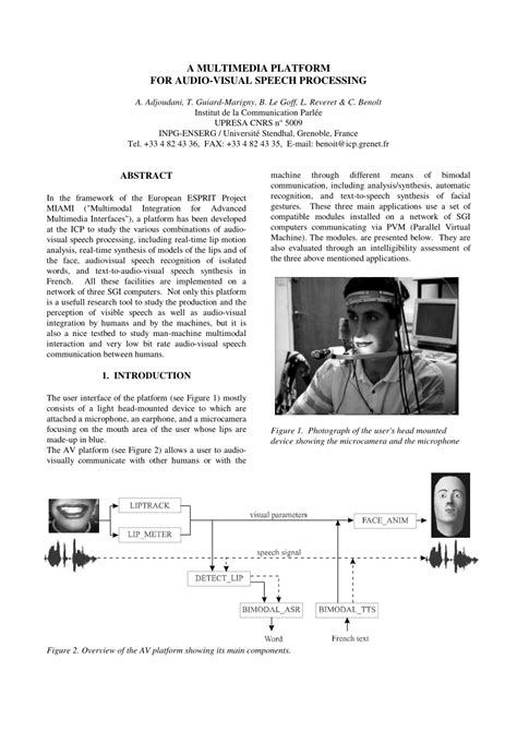 PDF A Multimedia Platform For Audio Visual Speech Processing