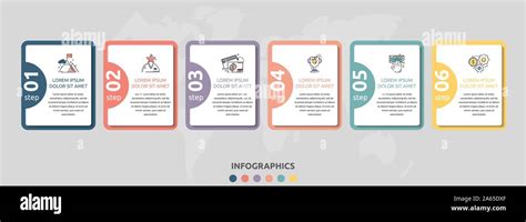 Infographie Vecteur Modèle Plat Les Rectangles Pour Six Diagrammes