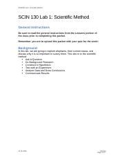SCIN 130 Lab1 Docx SCIN130 Lab 1 Scientific Method SCIN 130 Lab 1