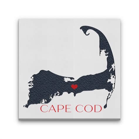 Cape Cod Canvas Map Sign Customizable Silhouette Cape Wall Decor