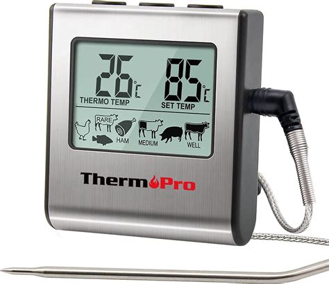 Thermopro Digitale Voedsel Thermometer Met Klok Timer Roestvrijstaal