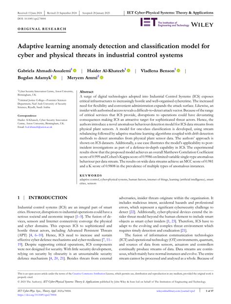 pdf adaptive learning anomaly detection and classification model for