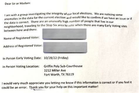 Woman Behind Voting Integrity Letter Has Ties To Fort Worth Police