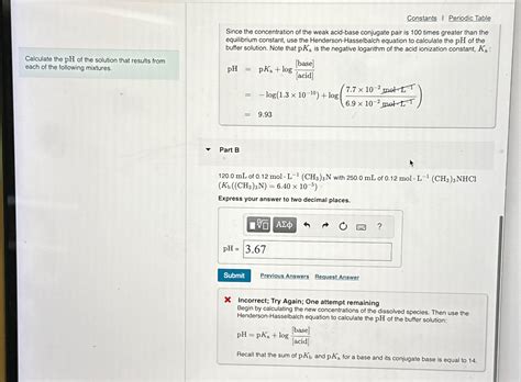 Solved Constants I Periodic Tablecalculate The Ph Of The Chegg Com