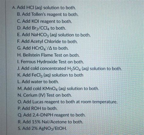 Solved A Add Hcl Aq Solution To Both B Add Tollens