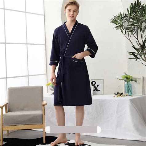 Вафельный хлопковый Халат для влюбленных одежда для сна ночное белье повседневное женское