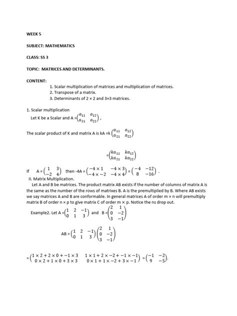 17593week 5 Matrices And Determinant Ii Pdf Matrix Mathematics