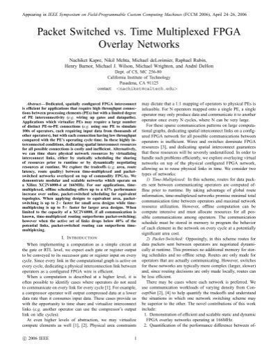 Packet Switched Vs Time Multiplexed Fpga Circuits Systems
