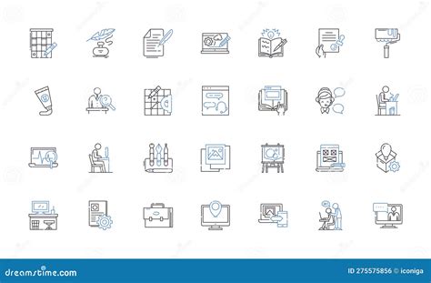 Operational Blueprint Line Icons Collection Efficiency Process