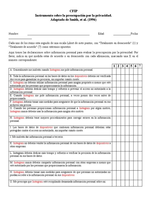 Instrumento Cfip Pdf Privacidad En Internet Información