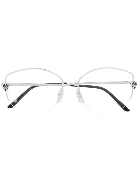 Cartier 로고 장식 라운드 프레임 안경 페칭