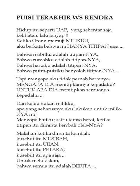 Puisi Terakhir Ws Rendra Pdf