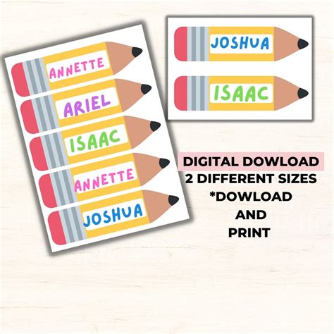 Locker Name Tags Pencil Name Tags Classroom Tags Printable Labels