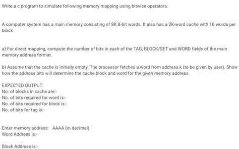 Solved Write A C Program To Simulate Following Memory Chegg