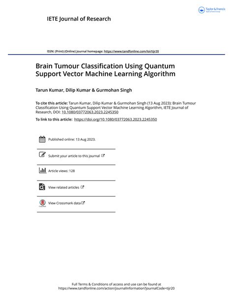 Solution Brain Tumour Classification Using Quantum Support Vector