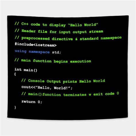 Hello World C C Plus Plus Program Programmer Tapestry Teepublic