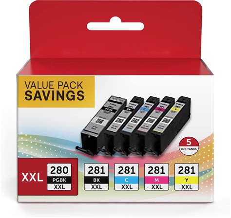 PGI 280XXL CLI 281XXL Lot De 5 Cartouches D Encre 280 Et 281 Pour