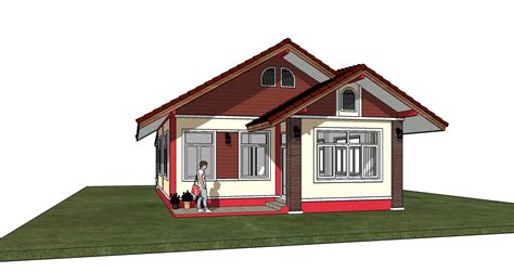 แบบบ้านชั้นเดียวหลังคาทรงจั่ว 2ห้องนอน Blueprint 0089