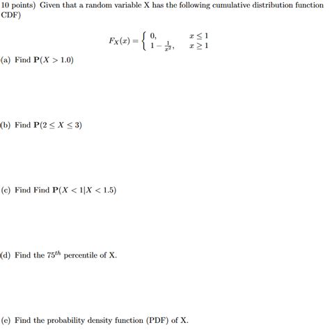 Solved Points Given That A Random Variable X Has The Chegg