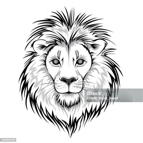 사자 머리 로고입니다 벡터 그림 흰색 배경에 고립입니다 갈기에 대한 스톡 벡터 아트 및 기타 이미지 갈기 검은색 국왕 Istock