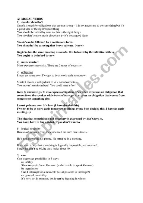 Modals Esl Worksheet By Aminatou