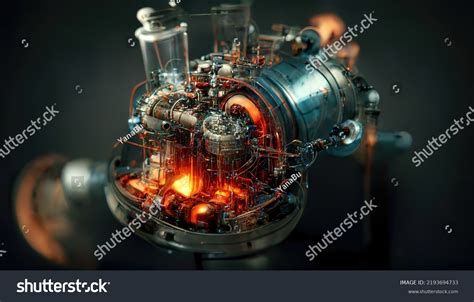 Futuristic Jet Engine Technology Background Engineering Stock