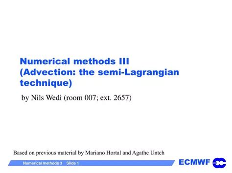 PPT Numerical Methods III Advection The Semi Lagrangian Technique PowerPoint Presentation