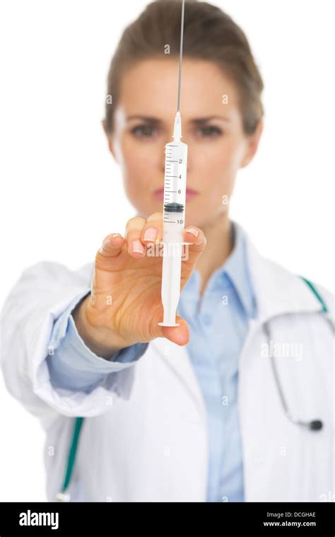 Closeup On Syringe In Hand Of Doctor Woman Stock Photo Alamy