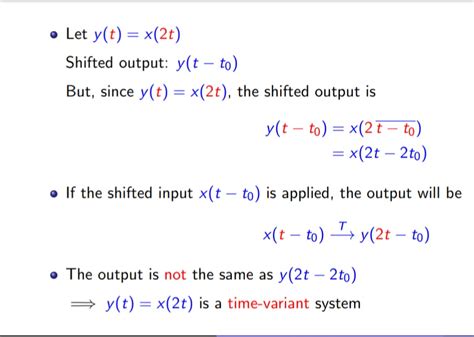 discrete signals shifted output of input vs output of shifted input
