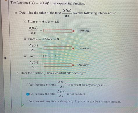 solved the function f x 5 1 4 is an exponential