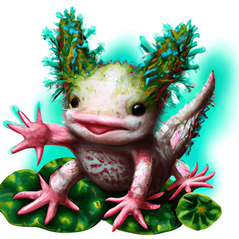 Cute Axolotls Kawaii Chibi Cartoon Hyper Realistic Illustration My