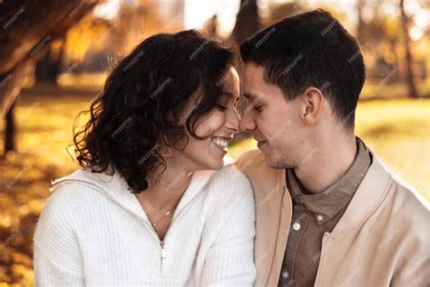 Premium Photo A Romantic Couple Outdoors Near A Cafe