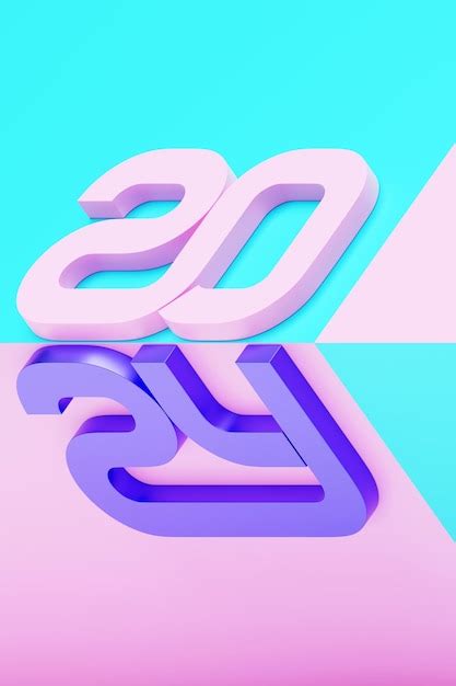 3d иллюстрация счастливого нового года 2024 шаблон фона праздничная