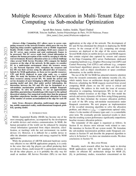 Multiple Resource Allocation In Multi Tenant Edge Computing Via Sub