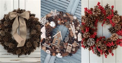 Corona Navideña Con Piñas De Pino Decoración Única