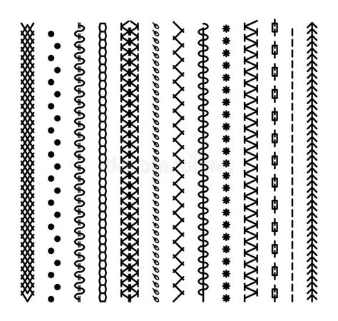Collection Stitch Patterns Stock Illustration Illustration Of Black