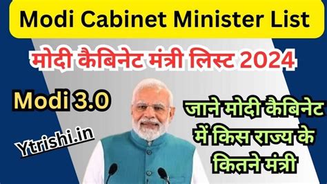 Modi Cabinet Minister List State Wise Cabinet Ministers Of India 2024