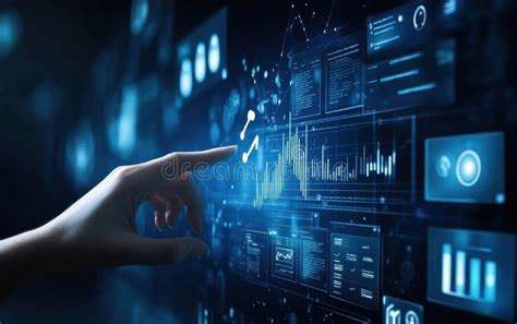 Interactive Digital Interface With Data Visualization Stock