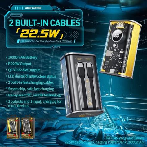 Sạc dự phòng trong suốt Wekome Wp 345 10000mah PD 22 5W kèm cáp