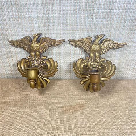 Vintage Sexton Wall Hanging Eagle Candlestick Holders Set Of 2 Etsy