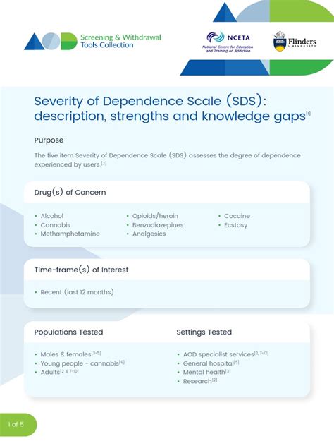 Severity Of Dependence Scale Sds Description Strengths And Knowledge Gaps Pdf Substance