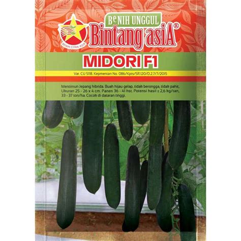 Jual Benih Mentimun Timun MIDORI F1 10 Gram Cap Bintang Asia PT Benih
