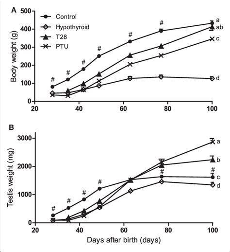 Body A And Testis B Weights Of Euthyroid Control Continuously