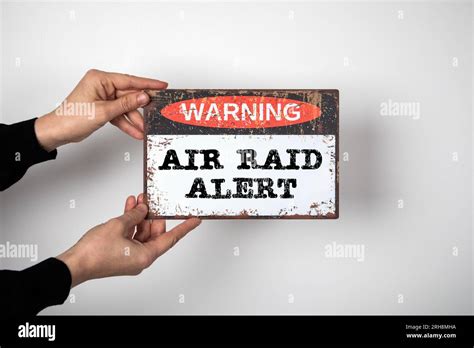 Air Raid Alert Warning Concept Warning Sign On A White Background