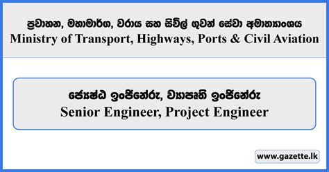 Senior Engineer Project Engineer Ministry Of Transport Highways Ports And Civil Aviation