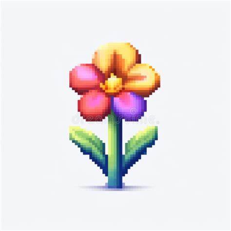 Pixel Art Flower By Pixelplantmaster Stock Illustration Illustration