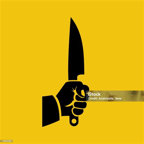 손에 칼 검은 아이콘입니다 칼을 들고 있는 남자 벡터 그림 플랫 디자인입니다 칼 사용 범죄에 대한 스톡 벡터 아트 및 기타